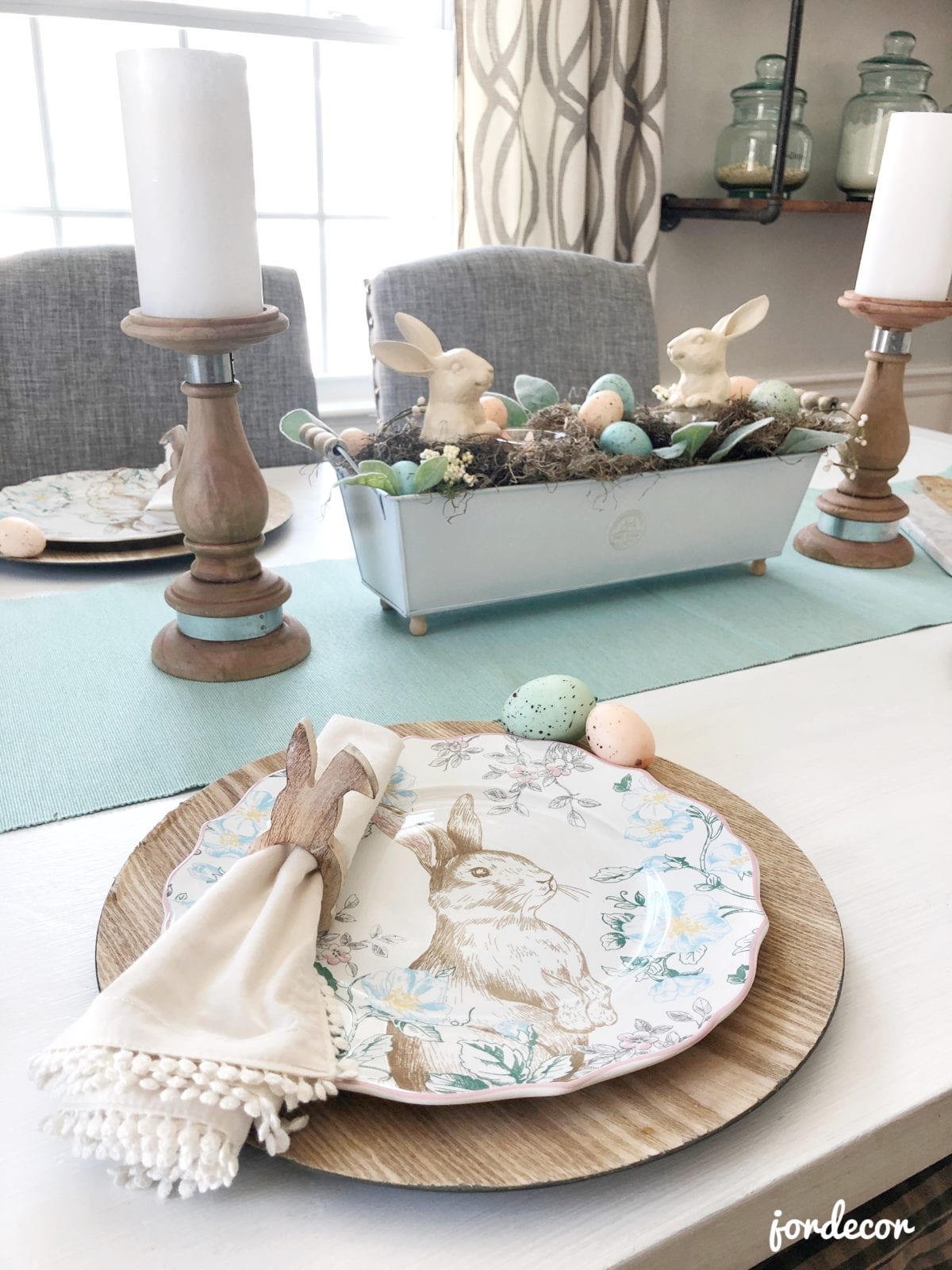 Wood and Pastel Spring Farmhouse Table - Jordecor